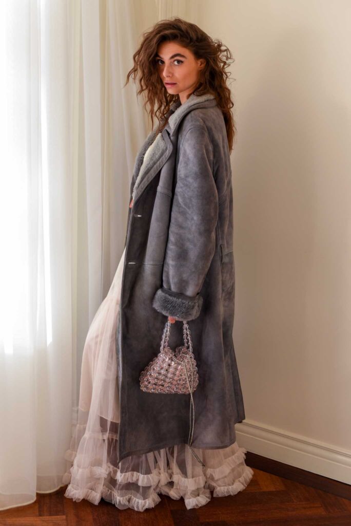 Marry me icy blue maxi shearling lammy coat - Ginger Aardbei